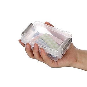 BTSKY 12 Pack Clear Plastic Bead Organizer, Small Storage Containers with lids, Stackable Mini Plastic Box with Grey Latch for Small Crafts Accessories Beads Jewelry Clips Candy, 4.7"L X 3.1"W X 1.8"H