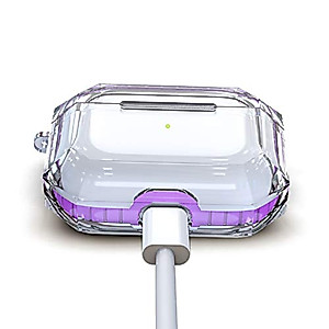 Hemobllo Compatible for AirPods Pro Case Cover - Transparent Protective Case Skin Drop-Proof Soft TPU Case Compatible with AirPods Pro Charging Case (Purple)