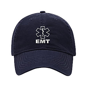 L8502-LXYB Baseball Cap Men EMT-911 Embroidered Washed Cotton Dad Hat Unisex Baseball Caps (Navy,7 5/8)