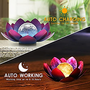 QZZP Garden Solar Lights Outdoor Decor Waterproof Lotus Flower Solar Lights Garden Decor Yard Lawn Solar Lights Outdoor Decorations for Patio Table Lamp