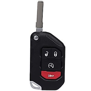 SELEAD Flip Key Fob 4 Buttons Keyless Entry Remote fit 2020 for Jeep Gladiator 2018-2020 for Jeep Wrangler Antitheft Keyless Entry Systems 68416782AA 1pc 433.92MHz, Black