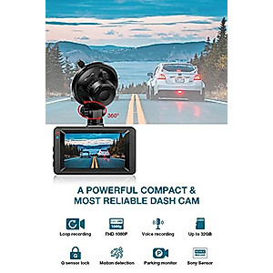 Dashcam【2022 New Version】Dash Camera for cars 1080P Full HD DVR Dashboard Camera 3"IPS Screen Driving Recorder 170°Wide Angle Lens Night Vision G-Sensor Loop Recording Motion Detection Parking Monitor