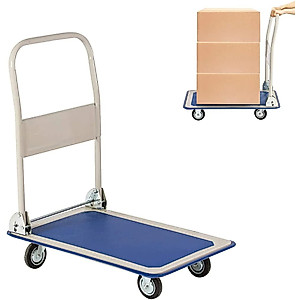 Platform Truck Hand Flatbed Cart Dolly Folding Moving Push Heavy Duty Rolling Cart with 4 Wheels, 330 lbs Weight Capacity