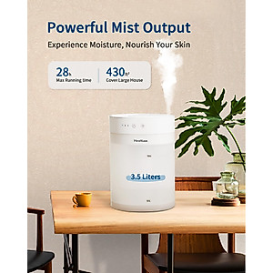 HawKam Humidifiers for Bedroom, 3.5L Cool Mist Humidifiers with Easy to Top Fill and Clean, Auto Shut-off, BPA-Free & 28H Runtime, Air Humidifier for Home Large Room Baby Nursery Plants & Offices