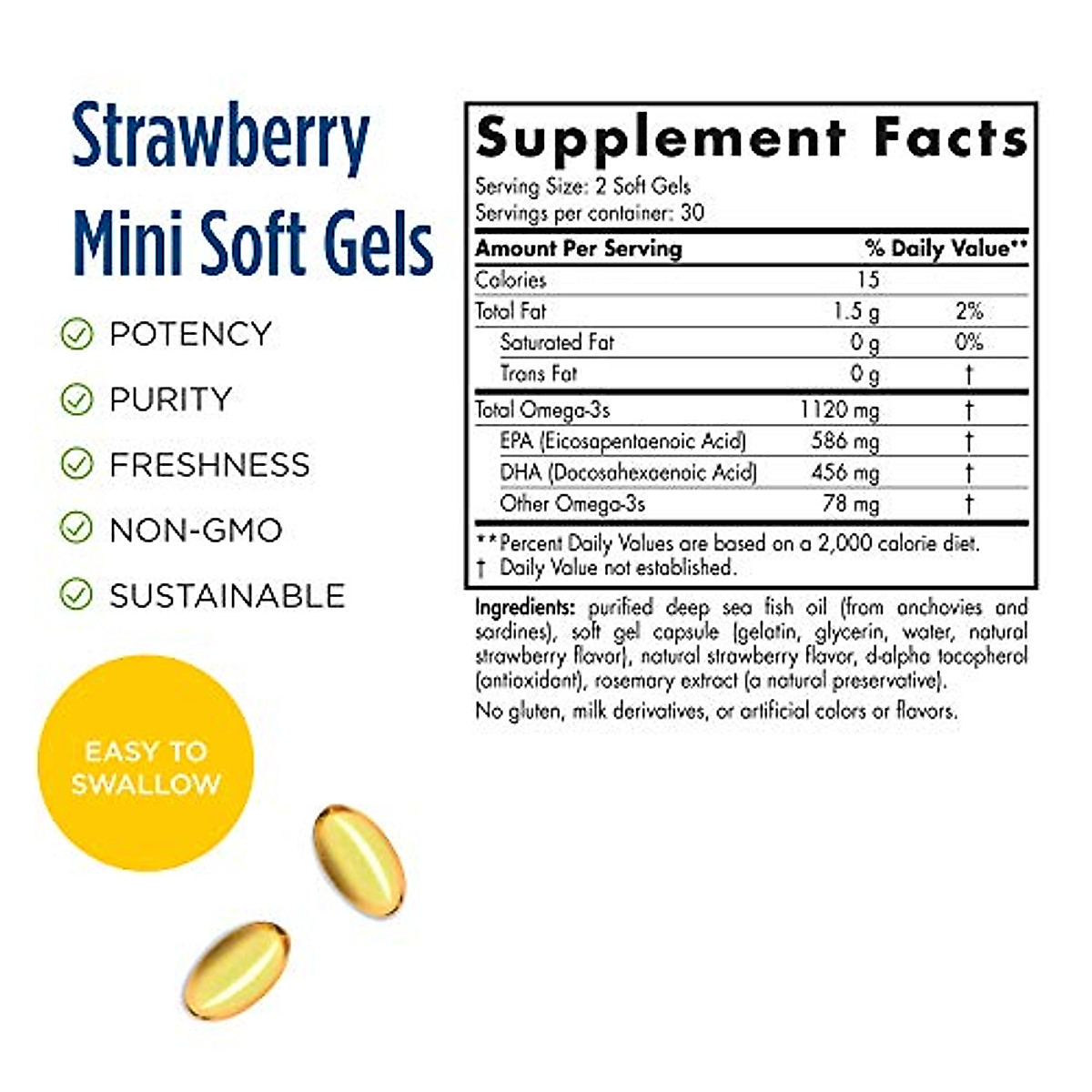 Nordic Naturals Ultimate Omega 2X Teen, Strawberry - 60 Mini Soft Gels - 1120 mg Total Omega-3s with EPA & DHA - Brain Health, Positive Mood, Social Development, Learning - Non-GMO - 30 Servings