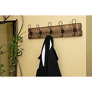 26" Wall Mount Wooden 5 Hook Rack - Vintage Style - by Trademark Innovations