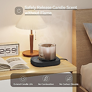 Candle Wax Melt Warmer for Jar Candles, Safely Releases Scents Without a Flame, Coffee Mug Warmer for Desk Gravity-Induction Auto Shut Off, Electric Self Heated Plate for Heating Milk, Tea
