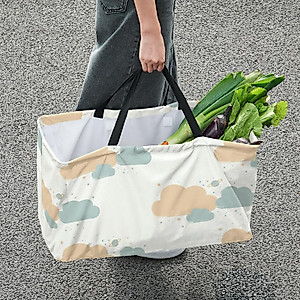Cloud Full Print Large Capacity Laundry Organizer Tote Bag - Reusable and Foldable Oxford Cloth Shopping Bags