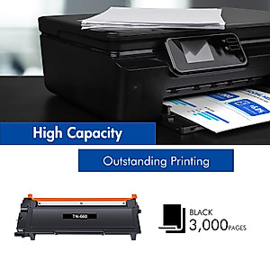 TN-660 High Yield Toner Cartridge: 2 Pack Black Compatible Toner Cartridge Replacement for Brother TN660 TN 660 HL-L2380DW HL-L2300D HL-L2340DW MFC-L2740DW MFC-L2700DW MFC L2700DW MFCL2700DW Printer