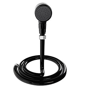 Bathtub Faucet Sprayer Attachment - Portable Shampoo Bowl Sink Shower Head and Black Rubber Hose Replacement Part for Salon, Barber Shop, Spa, Rehab