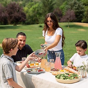 Grow Forward Premium Wheat Straw Plates and Bowls Sets - 8 Unbreakable Microwave Safe Dishes - Reusable Wheat Straw Dinnerware Sets - Plastic Plates and Bowls Alternative for Camping, RV - Feather