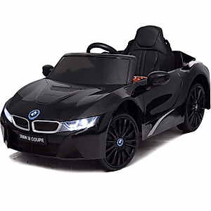Americas Toys Compatible with BMW - Electric 12V Battery Remote Control Car - Kids Ride On Toys with 2 wheels Driving, Sound Buttons, Leather Seat, MP3 System for Music, Story and Education Horn Black