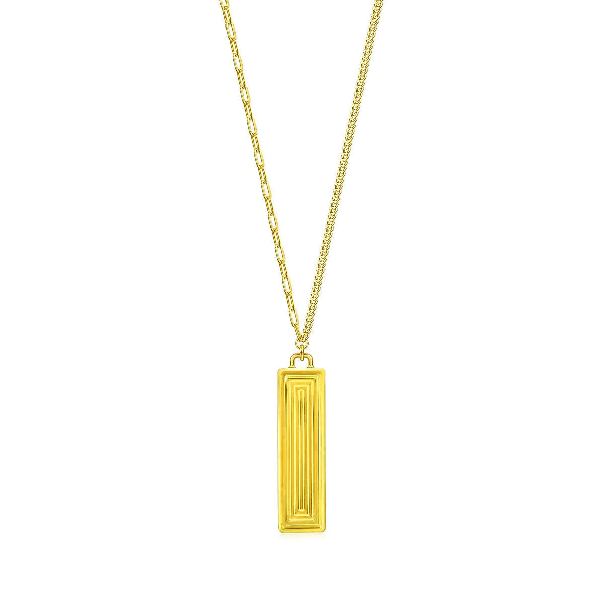 CHOW SANG SANG Dazzling Mirror Gold 999.9 24K Solid Gold Price-by-Weight Gold Simple Rectangle Necklace for Women 93401N (Approx. 0.22tael (~8.23g), 18.5", (47 CM))