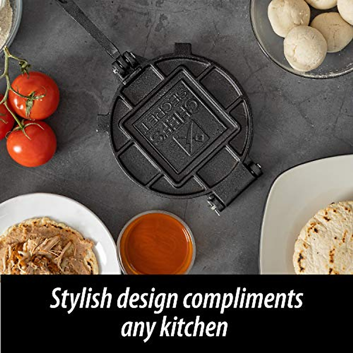 Chef's Secret 8 Inch Tortilla Cast Iron Press, Quickly Easily Makes Delicious Tortillas for Any Recipe