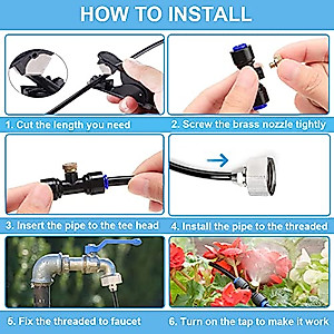 Misters for Outside Patio, 26FT (8M) Misting Cooling System with 8 Brass Mist Nozzles for Patio Garden Greenhouse Trampoline and Waterpark