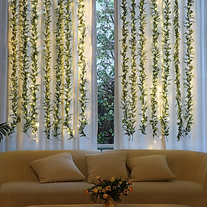 Dolicer Eucalyptus Garland, 12FT Faux Greenery, Artificial Leaves Vine, Fake Hanging Garlands Wedding Decor (Grey Green)