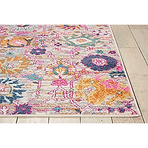 Nourison Passion Silver 5'3" x 7'3" Area -Rug, Boho, Moroccan, Bed Room, Living Room, Dining Room, Kitchen, Easy -Cleaning, Non Shedding, (5' x 7')