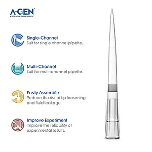 A-GEN 100uL Filter Racked Universal Pipette Tips, Clear, Gamma Sterile, DNase/RNase Free,Non-Pyrogenic (1 Rack of 96 Filter Tips, 100uL)