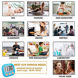 12 Pack Digital Kitchen Timers for Cooking Magnetic Timer for Cooking Loud Alarm Blue