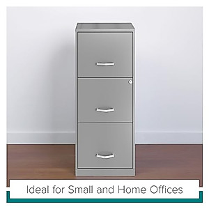 Hirsh Industries 3 Drawer Metal Vertical File Cabinet with Lock, Letter-Size, in Gray