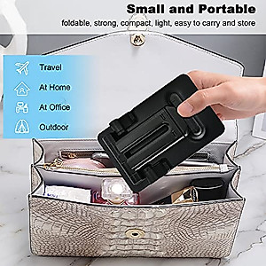 AdplT Foldable Phone Stand for Desk, Adjustable Angle Height Cell Phone Holder with Stable Anti-Slip Design, Universal Desktop Stand, for Smartphones Tablet Portable Monitor, Black