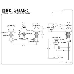 Kingston Brass KS3965AX Restoration Widespread Lavatory Faucet with Metal Cross Handle, Oil Rubbed Bronze, 8-Inch Adjustable Center