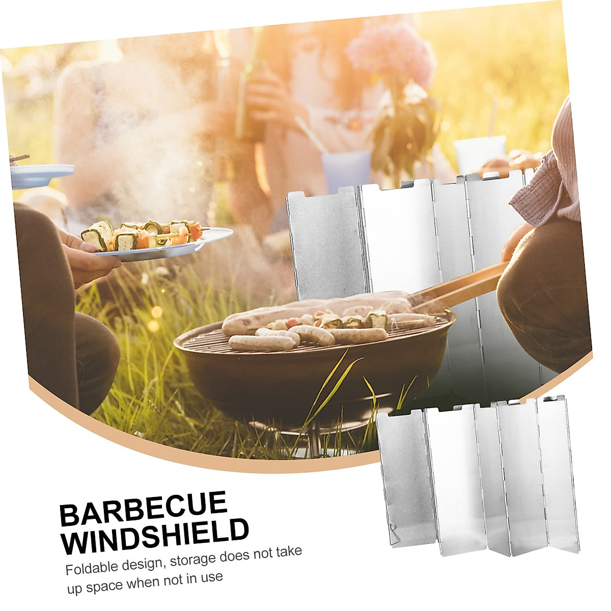 Anneome Aluminum Alloy Windshield BBQ Windscreen Stove Wind Protection Camping Supply