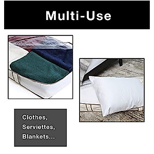 Smart Design Jumbo Underbed Organizer Set of 4 with Aromatic Cedar, Zipper, Handle, and Clear Window - Holds Clothing, Blankets, & Home Items - VentilAir Cotton Canvas Material - 42 x 6 Inch - Canvas