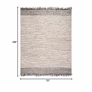SAFAVIEH Vintage Leather Collection Area Rug - 6' x 9', Grey & Multi, Handmade Boho Fringe Leather, Ideal for High Traffic Areas in Living Room, Bedroom (VTL373A)