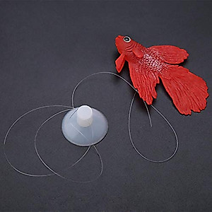 ViaGasaFamido Aquarium Fake Fish, Simulation Silicone Artificial Small Fish with Suction Cup for Fish Tank Ornament(Red Betta Fish)