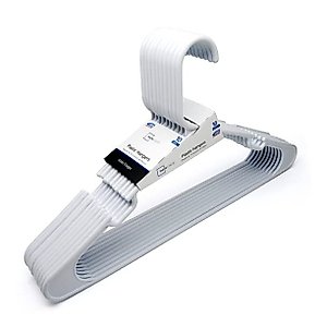 Durable Plastic Notched Clothing Hangers, 10 Pack, White, Set of 5