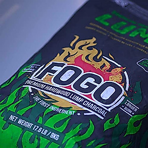 Fogo FG-CH-BRA-17 All Natural Restaurant Quality Brazilian Eucalyptus Blend Hardwood Lump Charcoal for Grilling and Smoking, 17.6 Pounds (2 Pack)