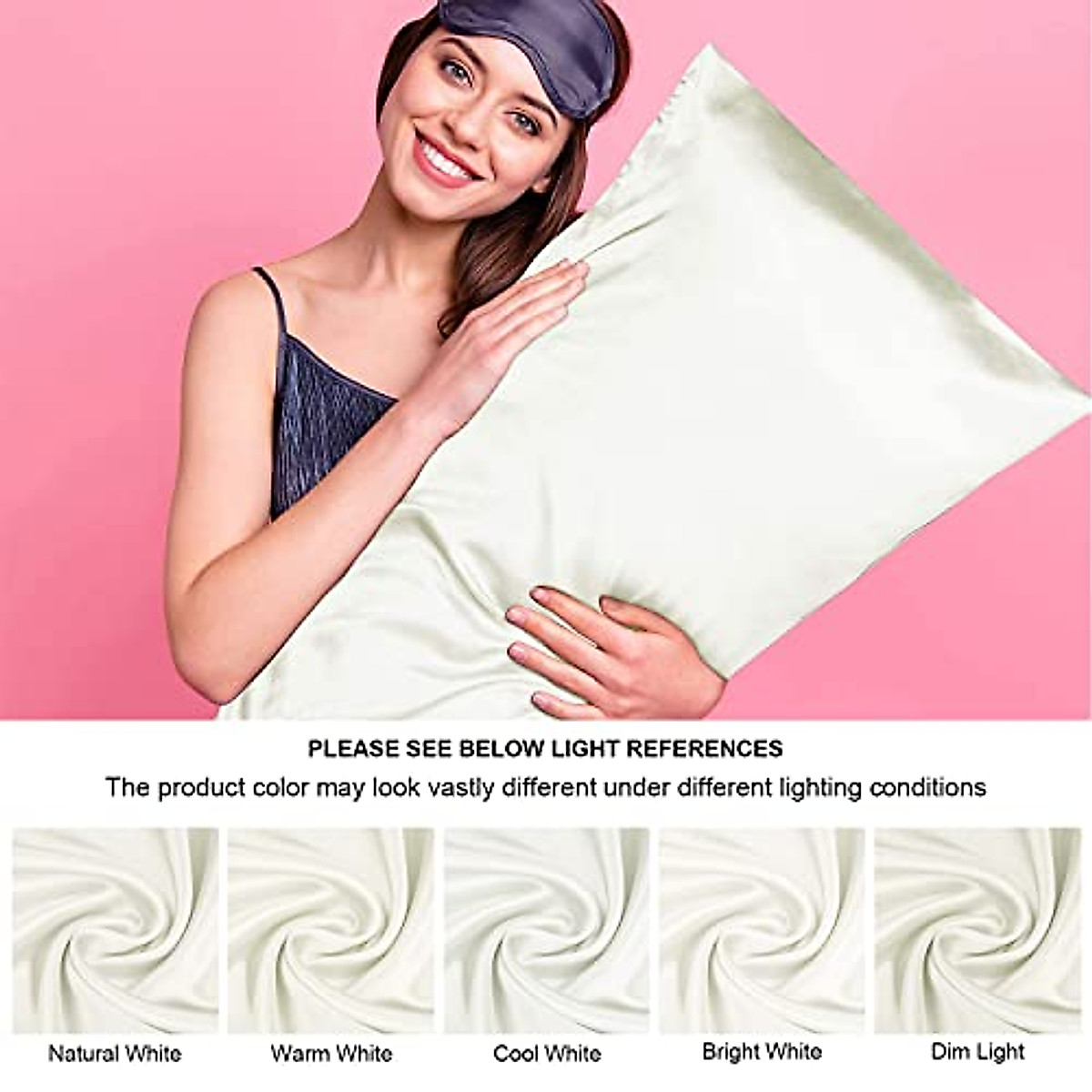 BEDELITE Satin Silk Body Pillow Pillowcase for Hair and Skin, Premium and Silky Ivory Long Body Pillow Case Cover 20x54 with Envelope Closure