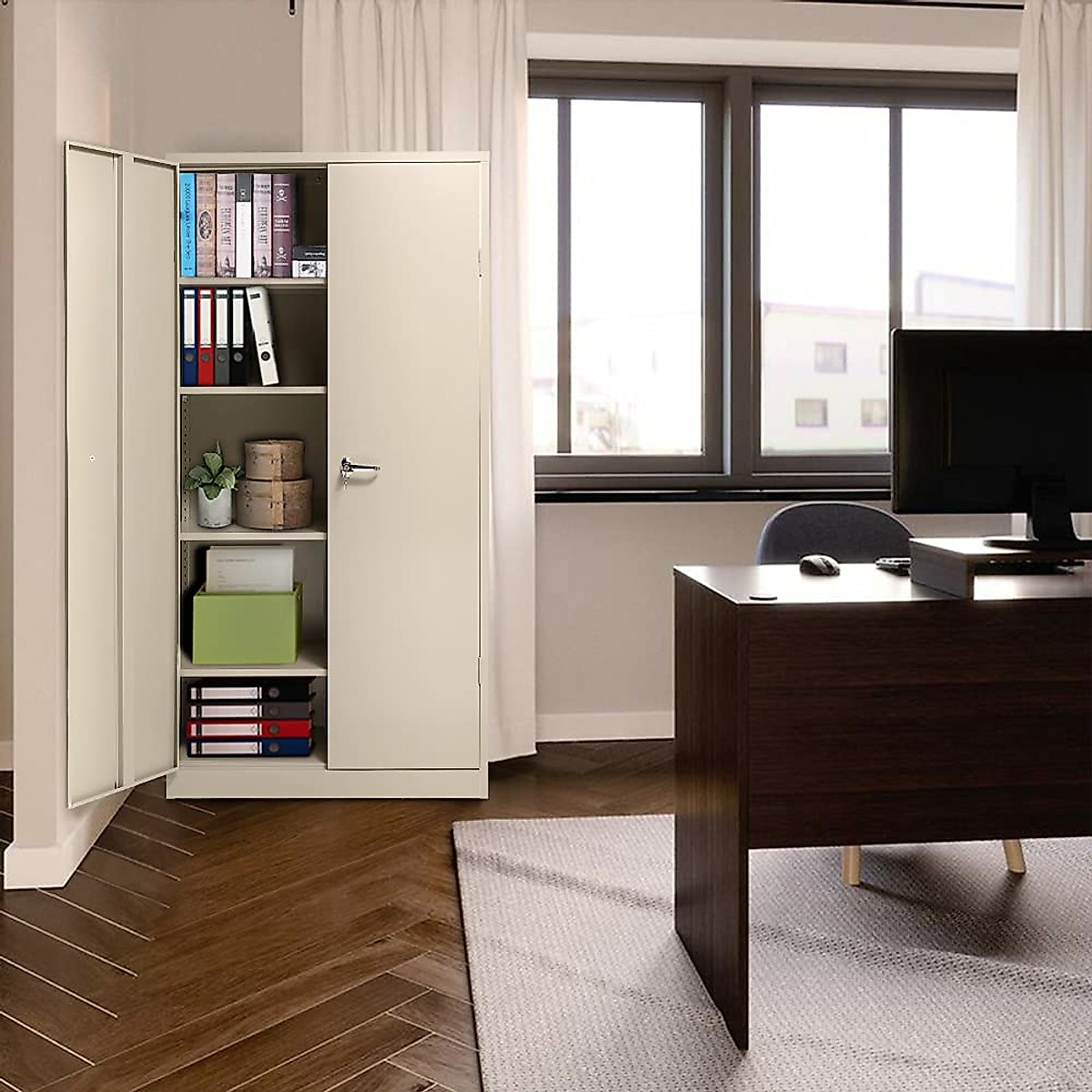 INTERGREAT Tall Metal Storage Cabinet, 72" Locking Steel Cabinet with Door and Shelves, Utility Cabinets for Office, Garage,Home,(Gray)