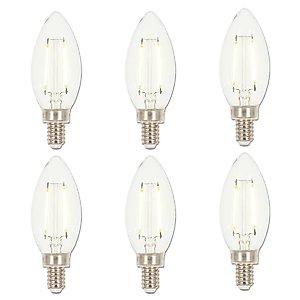 Westinghouse 4517120 3.3 Watt (40 Watt Equivalent) B11 Dimmable Clear Filament LED Light Bulb, Candelabra Base, 6 Pack