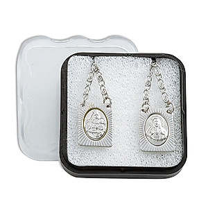 Scapulars Catholic I Sacred Heart of Jesus & Our Lady of Mount Carmel Medals I Stainless Steel Scapular Necklace for Women & Men - 14 Inch long I Catholic Religious Necklace - Stamped Icons