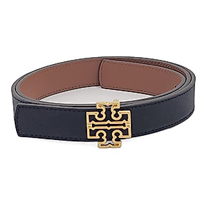 Tory Burch 141739 Britten Logo Black/Classic Tan With Gold Hardware Reversible 1 Inch Width Women's Belt (XL)