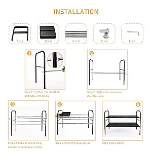 POJORY 2 Piece Expandable Height/Length Under Sink Organizers and Storage, 2 Tier Cabinet Shelf Organizer with 8 Detachable Panels for Under Kitchen Bathroom Sink Organizers and Storage,Black