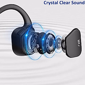 MKJ Bone Conduction Headphones Bluetooth 5.1 - Open Ear Inductive Headphone with Noise Cancelling Dual Microphones, Wireless Sport Headset IP67 Waterproof for Cycling Running Driving Workouts