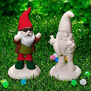 2 Pcs Gnomes to Paint Naughty Unpainted Gnomes Ceramic Paint Your Own Gnome Statues Naughty Gnomes DIY Paintable Figurines Wizard Gnome for Garden Lawn Yard Outdoor Decor