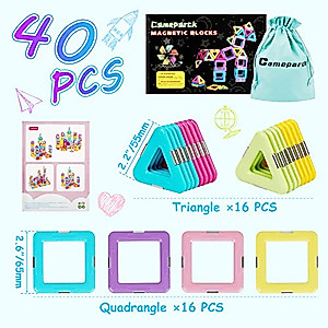 Cameparck Magnetic Tiles Toys for 3 4 5 6 7 8+ Year Old Boys Girls Upgrade Macaron Magnetic Blocks Building Set for Toddlers STEM Creativity Inspirational Recreational Educational Conventional