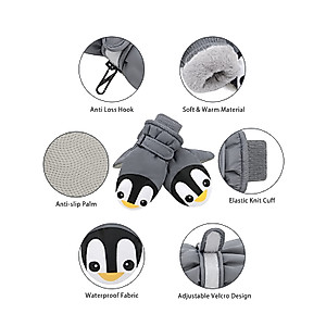 Century Star Winter Lined Fleece Toddler Mittens Waterproof Snow Mittens for Toddler Girls Boys Kids Snow Gloves Ski Alligator Navy 2-4T