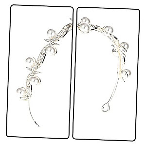 ADOCARN Bridal Crown Headband Women's Headbands Scrunchies Rhinestone Decor Shining Headdress Wedding Tiara Pearl Hair Decoration Bridal Pearl Hair Hoops Headband with Peals Bride