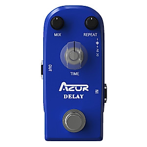 AZOR Pedal Power Adapter with Guitar Dealy Pedal, Vintage Analog Delay Guitar Effect Pedal with True Bypass Pedal, Vintage Analog Delay Guitar Effect Pedal with True Bypass