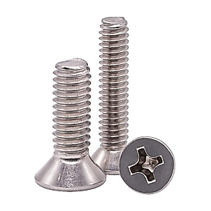 1/4-20 x 1 Flat Countersunk Head Machine Screws, Phillips Drive, 304 Stainless Steel 18-8, Full Thread, Coarse Thread UNC, 25 PCS