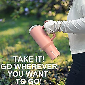 Serborni 40 oz Tumbler With Handle and 2 Straws Lid, Insulated Tumblers Stainless Steel, Upgraded Leak-Proof Lid For Hot and Cold Insulation Travel Coffee Cup Mug（Skyblue）