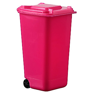 Plastic Toy Garbage Cans Playset (6 Pack) Used for Pencil Holder, Desktop Organizer, Fun Playing, Novelty and Party Favors Red 6 x 3 X 6 (Pink)