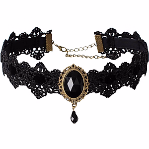 ALAIX Lace Choker with Faux Pearl Sexy Rock Style Vintage Necklace for Women and Girls Black