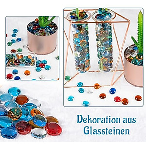 ABSOFINE Glass Gems, 900g Blended Fire Glass Beads,Colour Glass Stones Flat Bottom Beads for Home Decorative Art Craft Vase Filler(About 200 PCS)