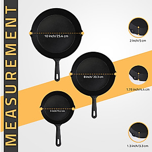 Utopia Kitchen Pre-Seasoned Cast Iron Skillet Set 3-Piece - 6 Inch, 8 Inch and 10 Inch Cast Iron Set (Black)